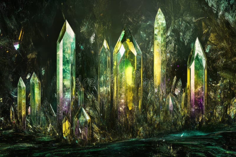 A Surreal 3D Abstract Background Featuring Levitating Crystalline ...