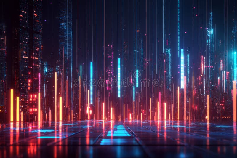 A Surreal 3D Abstract Background Featuring a Massive, Floating LED ...