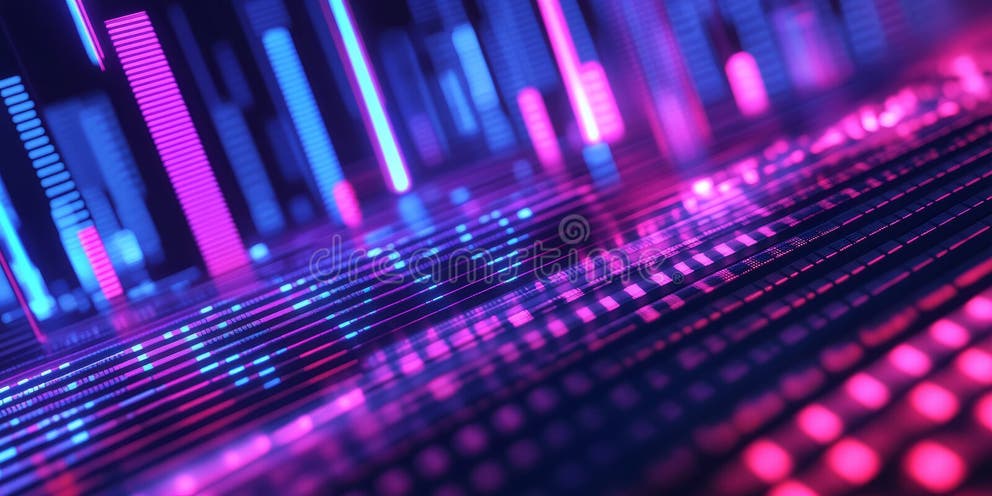 A Surreal 3D Abstract Background Showcasing an Array of Glowing ...