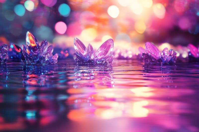 Surreal 3d Abstract Background Showcasing Endless Array Floating Reflective Prisms Stock Photos ...