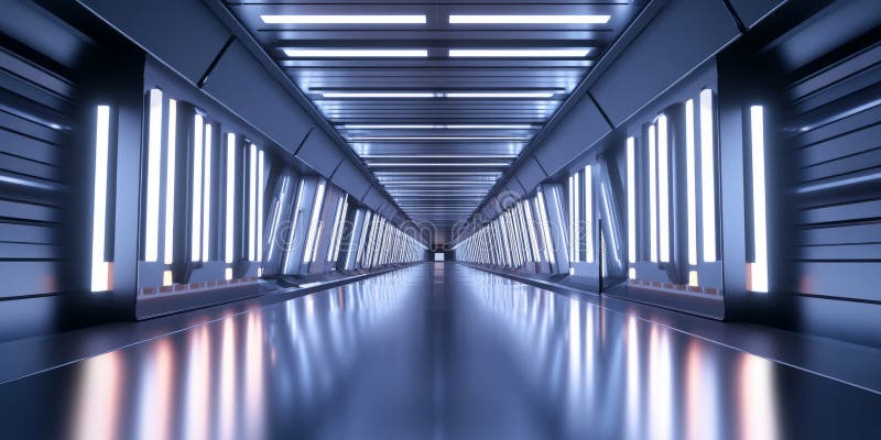 A Surreal 3D Background Depicting an Endless Corridor Lined with ...