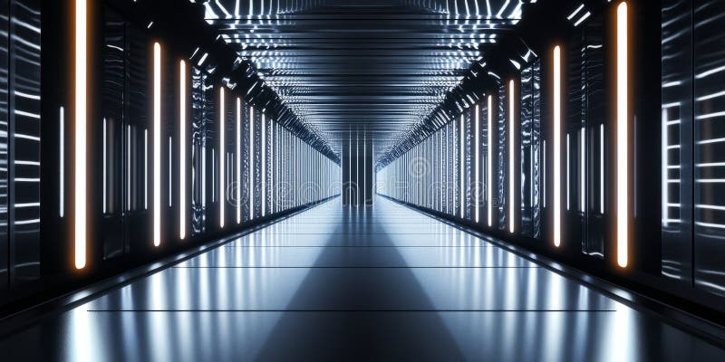 A Surreal 3D Background Depicting an Endless Corridor Lined with ...