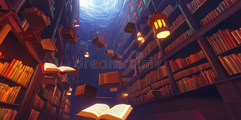 Surreal 3d Background Endless Library Infinite Bookshelves Stretching ...