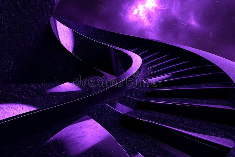 Surreal 3d Background Endless Spiral Staircase Twists Floating Void ...