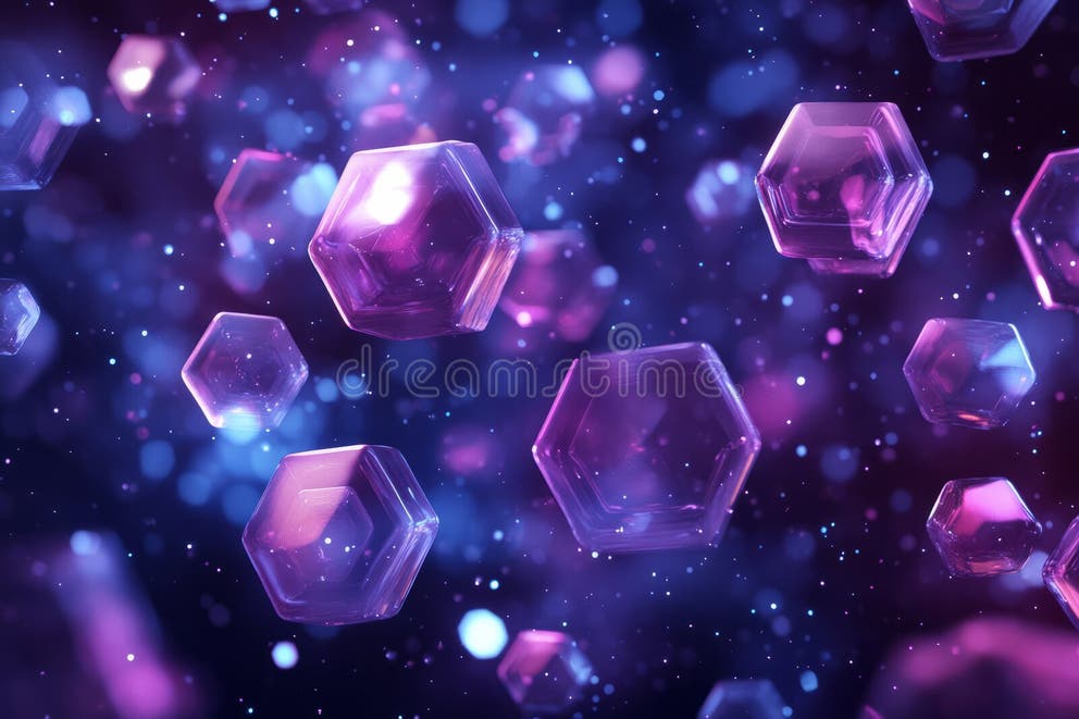 A Surreal 3D Background with Floating, Translucent Hexagons that Slowly ...