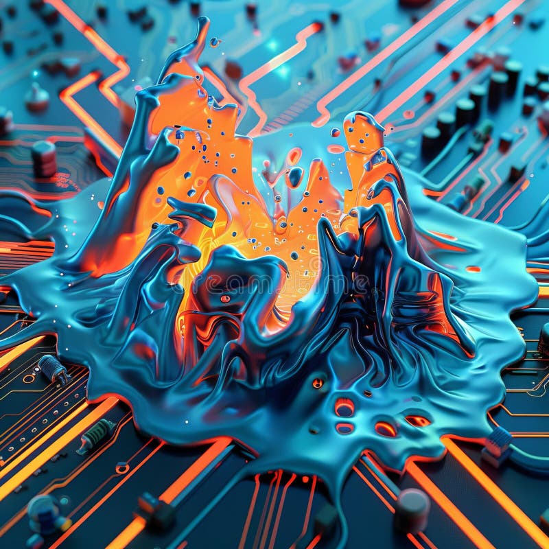 Surreal 3D Illustration of Data Graphs Distorted and Melting on a ...