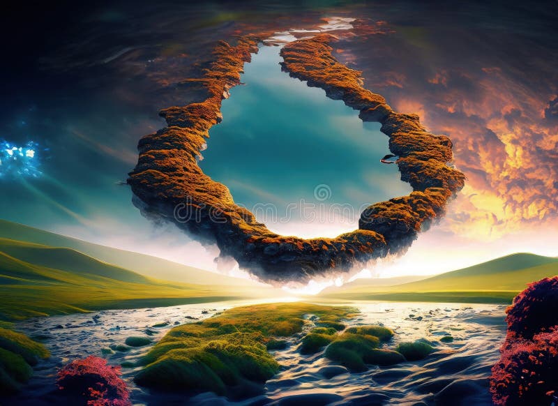 Surreal 3D Illustration of Planet Earth in Surreal Space with Clouds ...