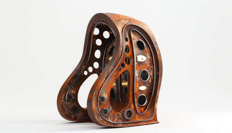 Surreal 3D Illustration of a Rusted Iron Sculpture Resembling a Ballot ...