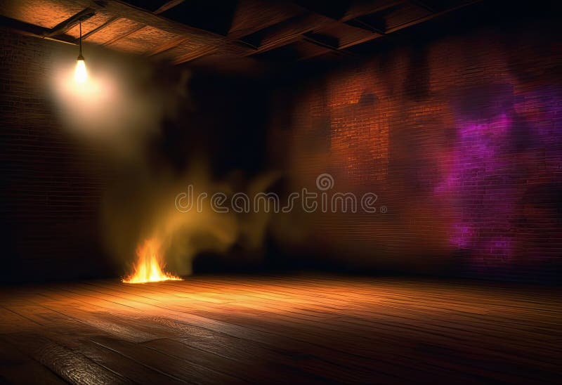A Surreal Dance of Light and Shadow in the Dark Basement Stock ...
