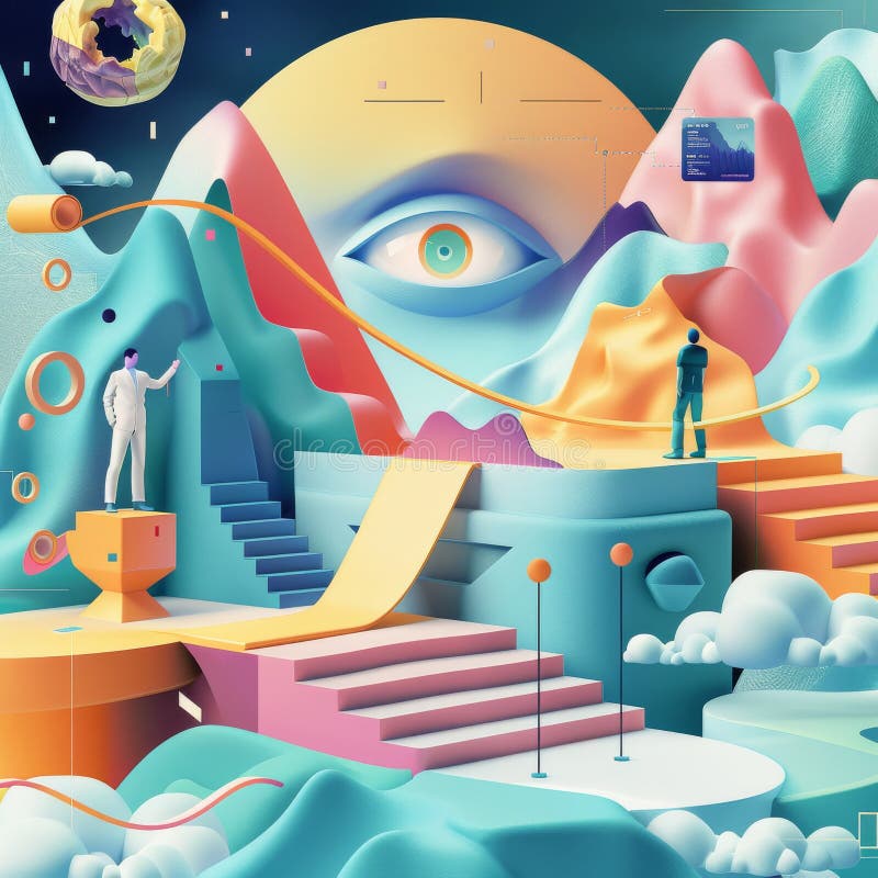 Surreal Data-driven Marketing Concept. Stock Illustration ...