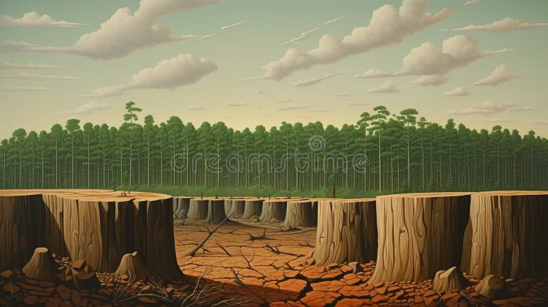 Surreal Deforestation: Realistic Painting of a Treeless Environment ...