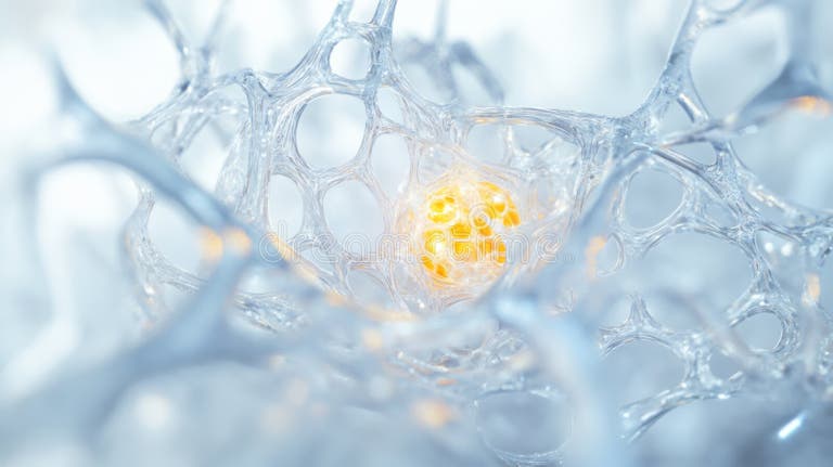 A Surreal Depiction of Cellular Structures with Glowing Elements. this ...