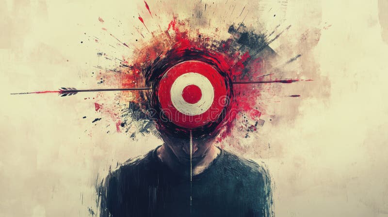 Surreal Depiction of a Young Person with a Target Head Stock ...