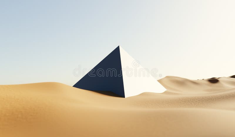 Surreal Desert Landscape with Pyramid. Stock Illustration ...