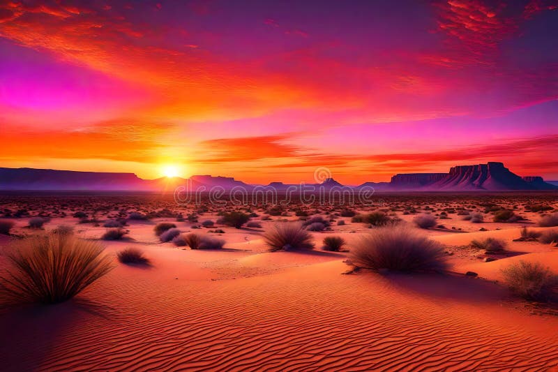 A Surreal Desert Landscape with Towering, Candy-colored Sand Dunes ...