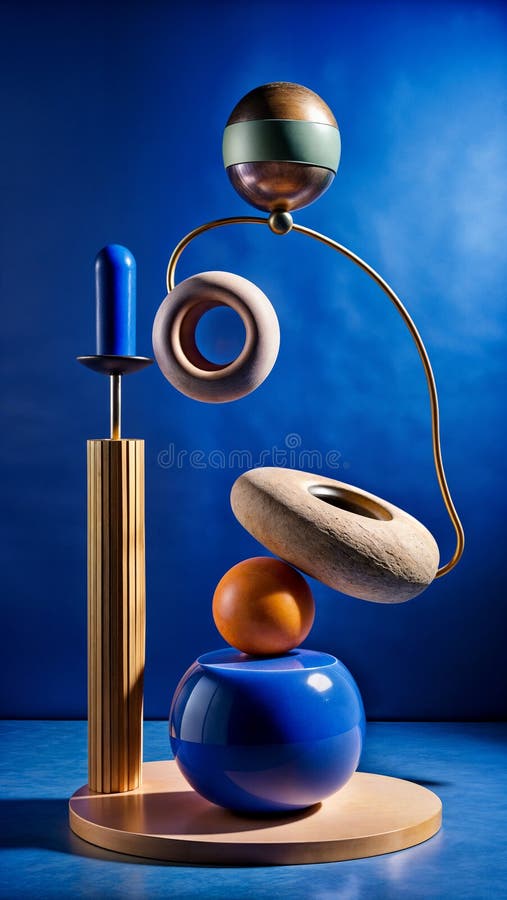 Surreal Desert Scene with Floating Objects Stock Illustration ...