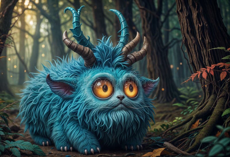 A Surreal Digital Art of a Creature. it is Small Blue and Fluffy ...