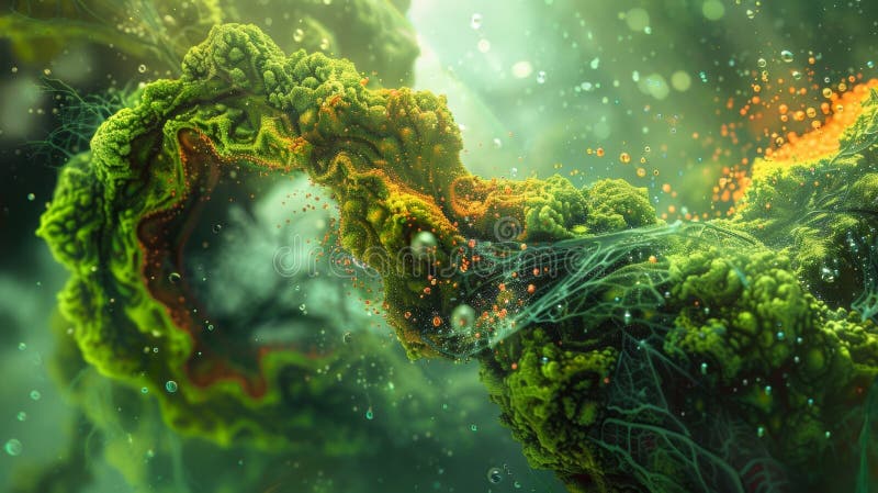 A Surreal Digital Artwork of Abstract Moss Patterns Intertwined with ...