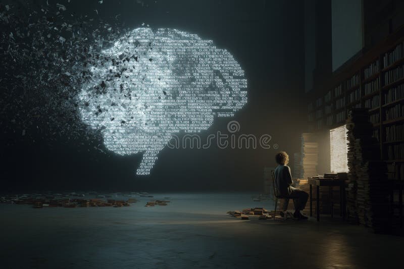 Human Brain Dissolving into Binary Code Stock Illustration ...