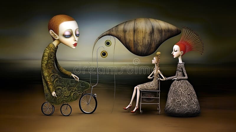 Surreal Digital Artwork of Stylized Humanoid Figures with Exaggerated ...
