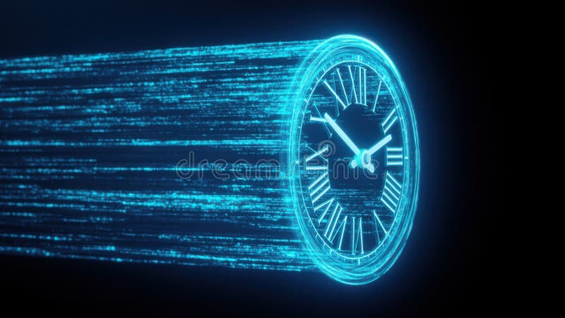 Surreal Digital Clock Melts into a Glowing Data Stream, Symbolizing the ...