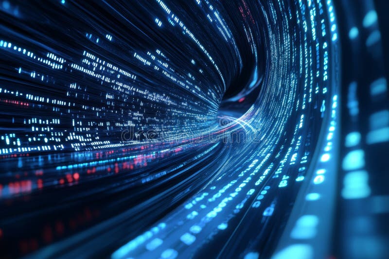 Surreal Digital Data Stream Flowing through an Abstract Design of ...