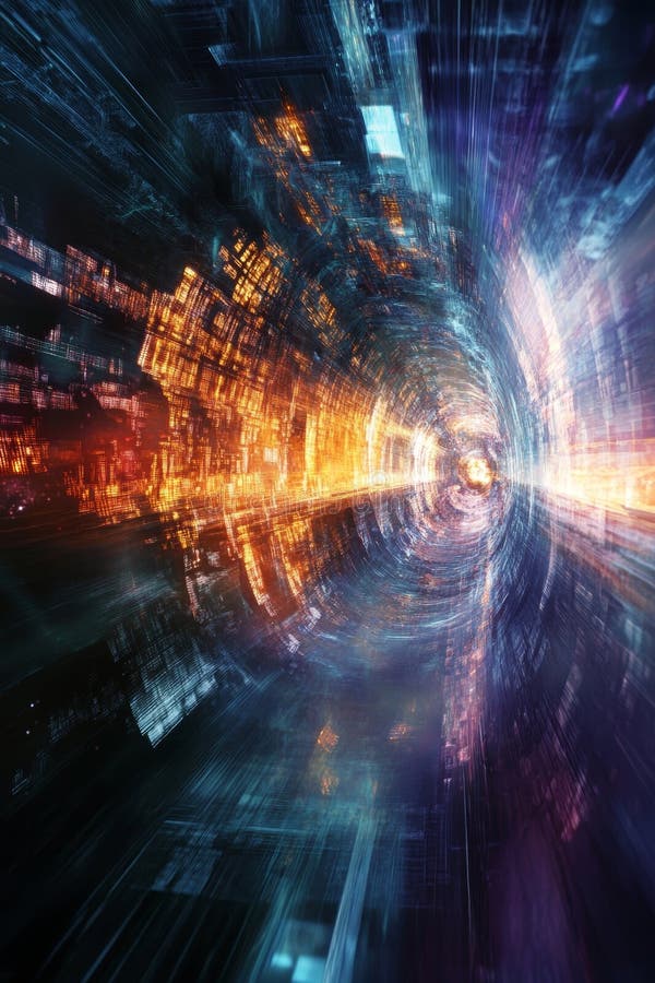 Surreal Digital Design Featuring Distorted Data Flow through a Vibrant ...