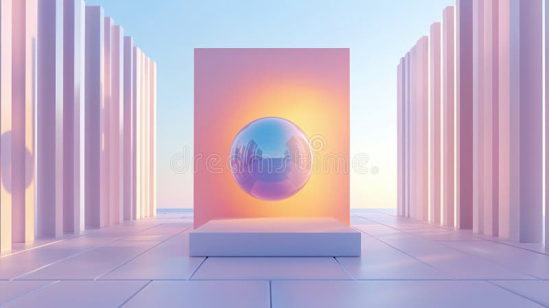 A Surreal Digital Landscape Featuring a Luminous Orb in a Modern ...