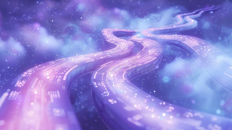 A Surreal Digital Landscape Featuring Winding Paths Illuminated by ...