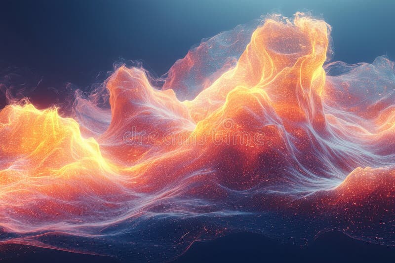 Surreal Digital Ocean with Glowing Waves and Vibrant Colors, Creating ...