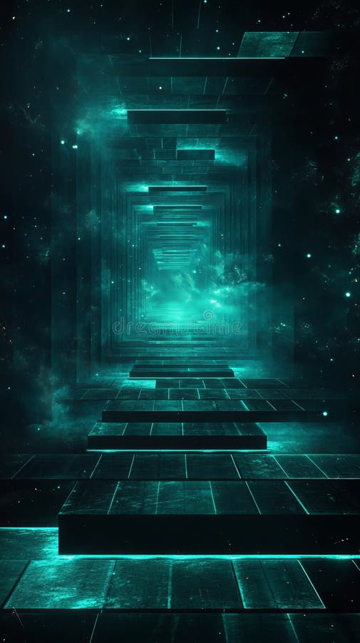 Surreal Digital Portal in Cosmic Space with Glowing Elements Stock ...