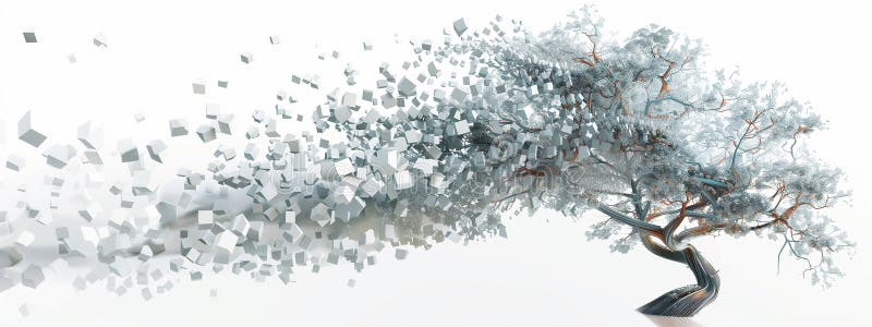 In a Surreal Digital Realm, an Abstract Tree Structure Emerges. Stock ...