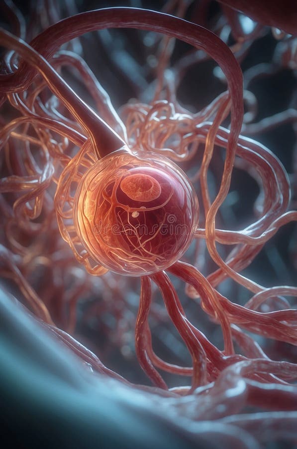 Futuristic Artificial Embryo Encased in Vascular Matrix Stock ...