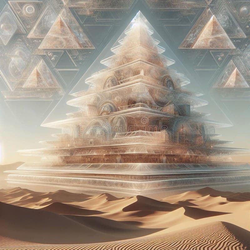 A Surreal Digital Rendering of a Layered, Translucent Pyramid Structure ...