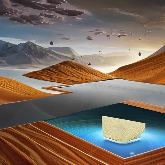 A Surreal Digital Texture with Floating Objects and Gravity-defying Elements, Creating a Sense ...