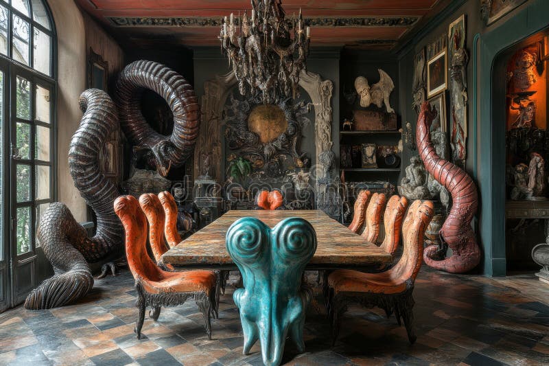 Surreal Dining Experience, a Bizarre Dining Room with an Endless Table ...
