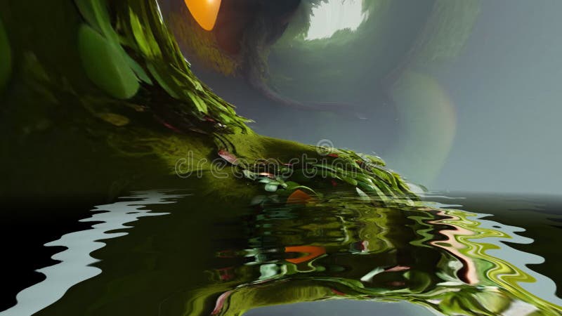 Surreal Distorted Alien Scene Reflected in Water Stock Video - Video of ...