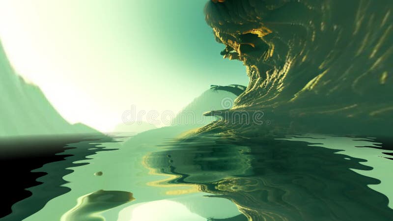 Surreal Distorted Alien Scene Reflected in Water Stock Footage - Video ...