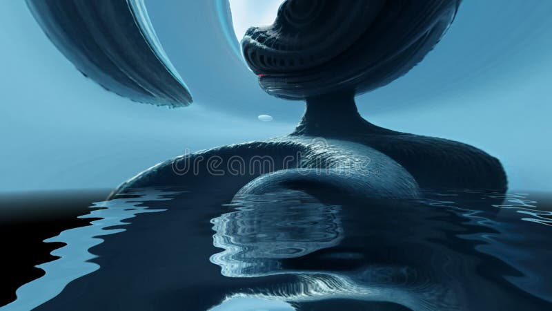 Surreal Distorted Alien Scene Reflected in Water Stock Footage - Video ...