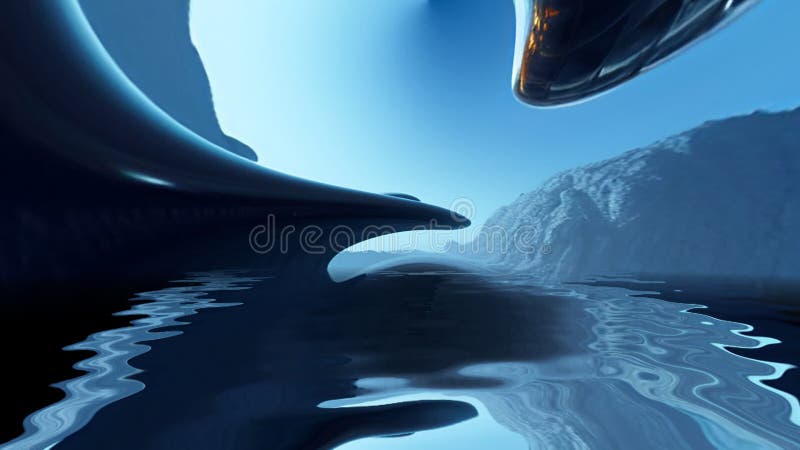 Surreal Distorted Alien Scene Reflected in Water Stock Footage - Video ...