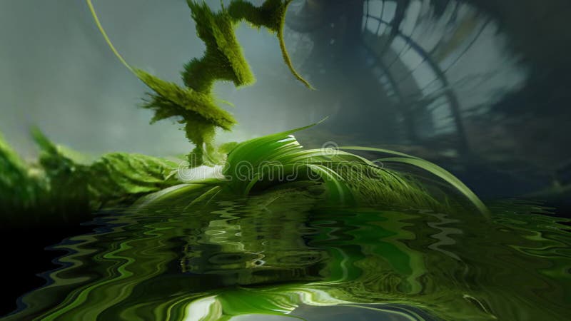 Surreal Distorted Alien Scene Reflected in Water Stock Video - Video of ...