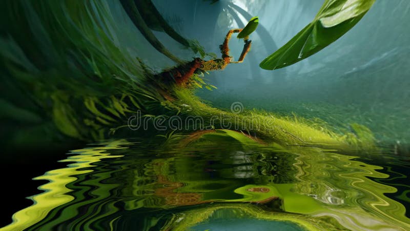 Surreal Distorted Alien Scene Reflected in Water Stock Video - Video of ...