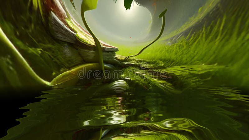 Surreal Distorted Alien Scene Reflected in Water Stock Footage - Video ...