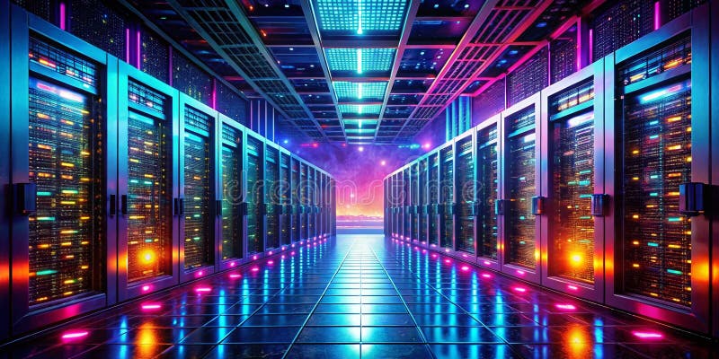 A Surreal Dive into the Digital Realm Exploring a Network Servers Dreamlike Isolated Server Room ...
