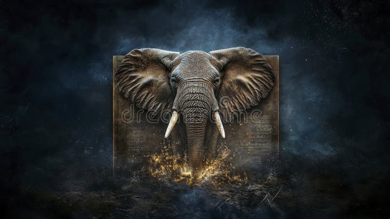 Surreal Document Folder with Embossed Elephant Digital Art Dark ...