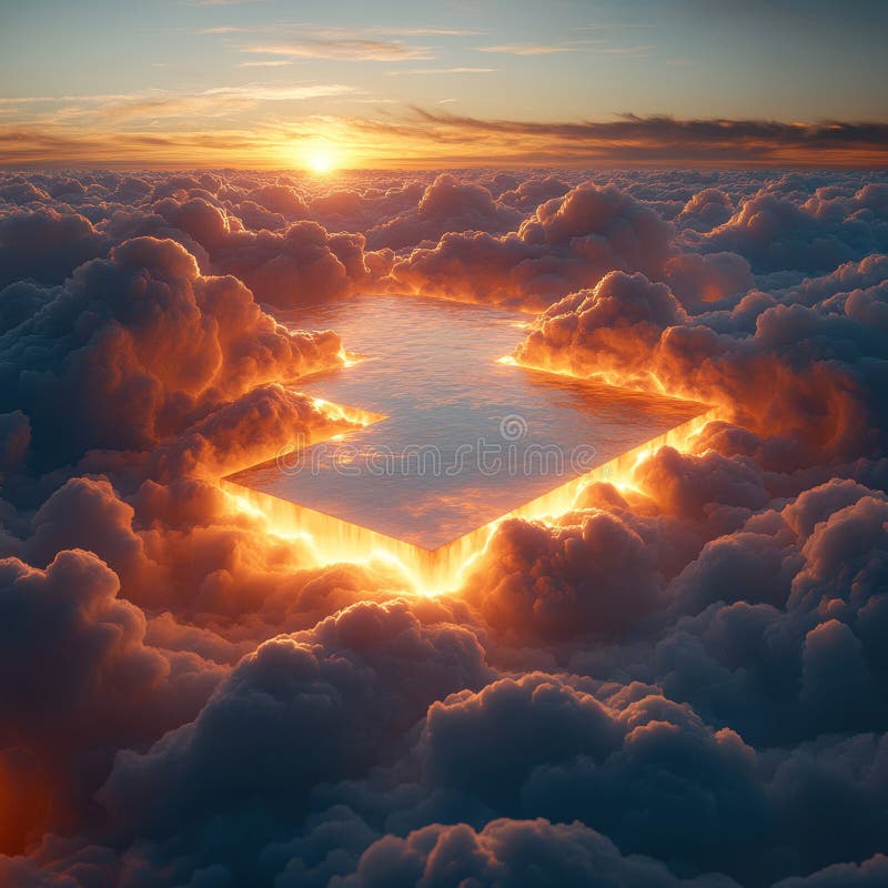 A Surreal, Dramatic Digital Artwork Featuring a Glowing Cube in an ...