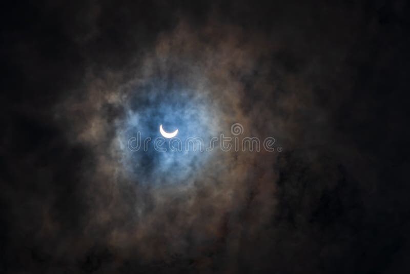 Surreal Dramatic Solar Eclipse Covered by Clouds. Natural Phenomenon ...