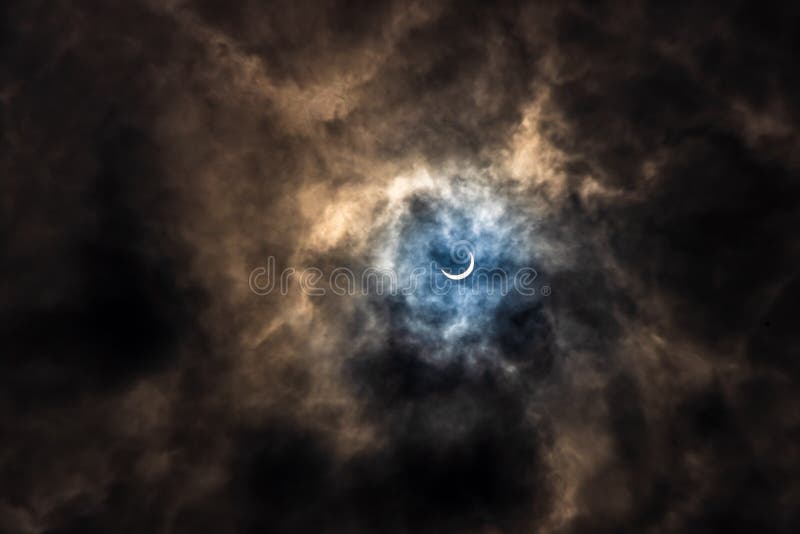 Surreal Dramatic Solar Eclipse Covered by Clouds. Natural Phenomenon ...
