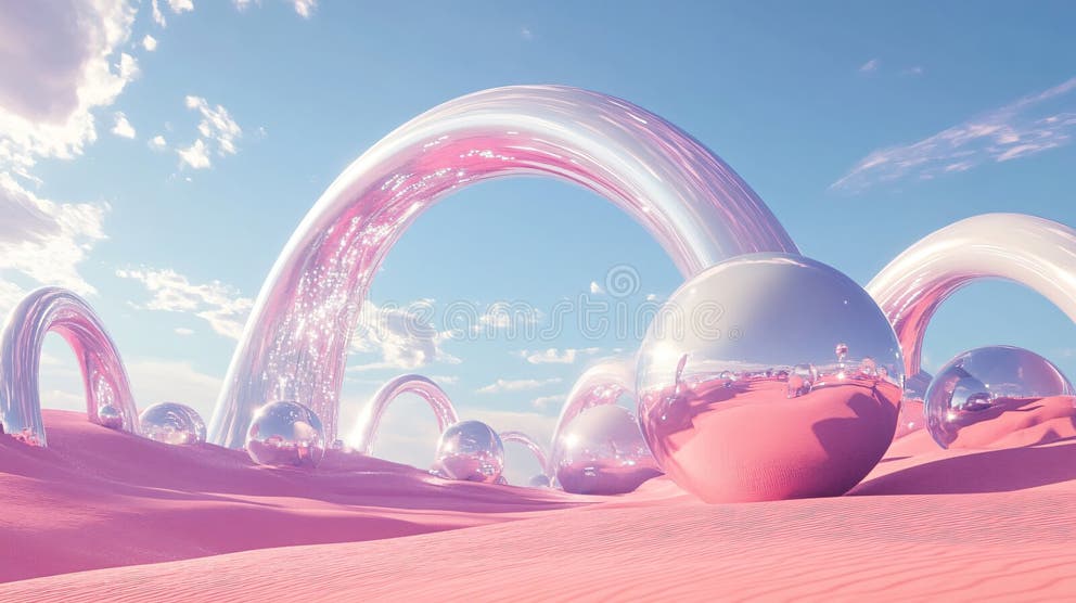 Surreal Dreamlike 3D Landscape with Floating Elements Stock Photo ...