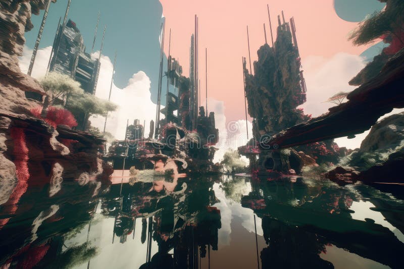 Surreal and Dreamlike Environment, with Glitchy Effects and Distortions ...
